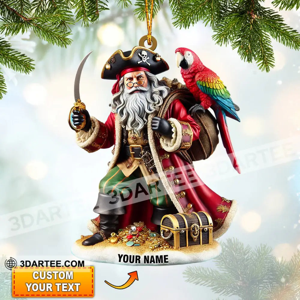 Santa Pirates Home Decor Christmas Ornament, Personalized Ornament