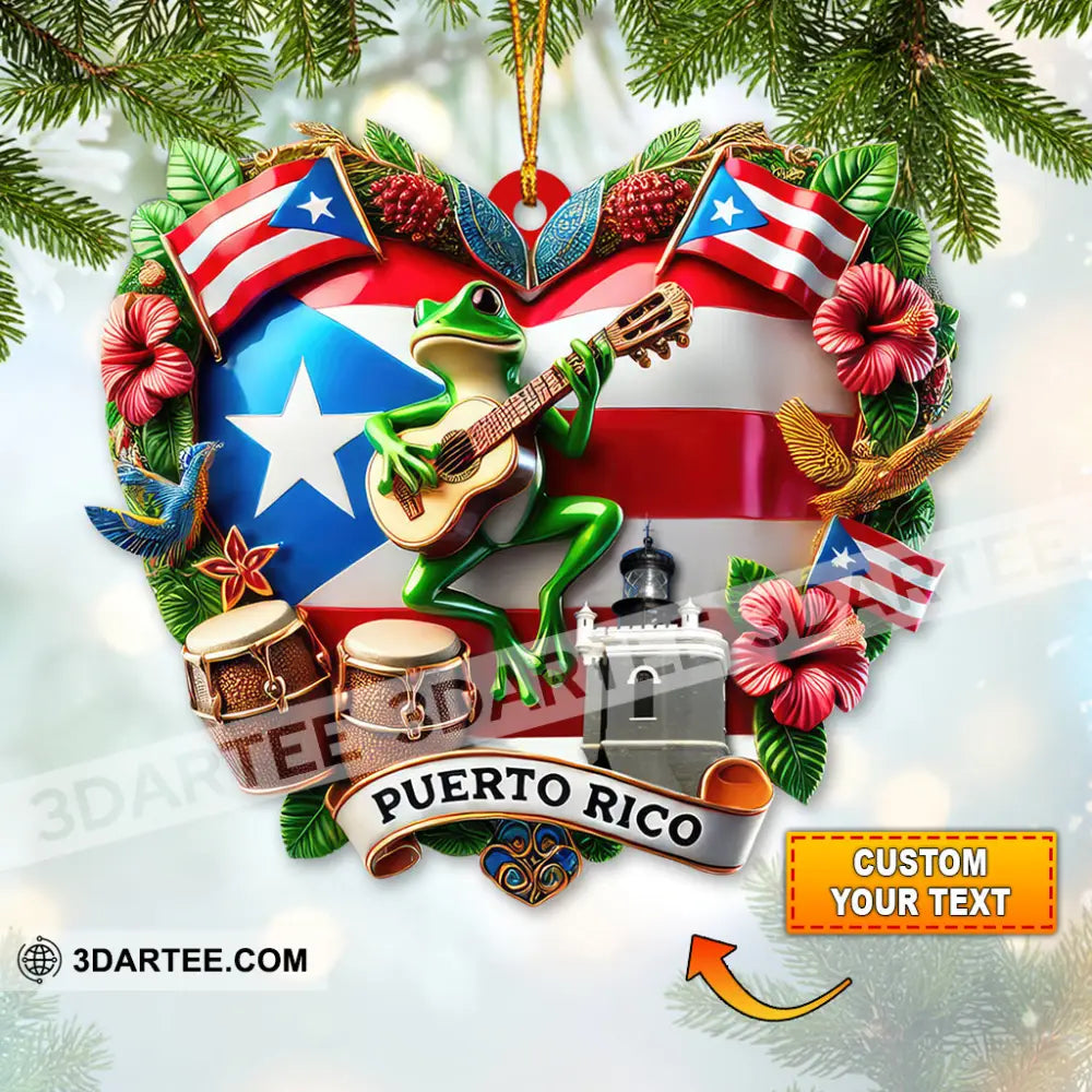 Custom Name Puerto Rico Ornament, Christmas Gift for Puerto Rico Lover