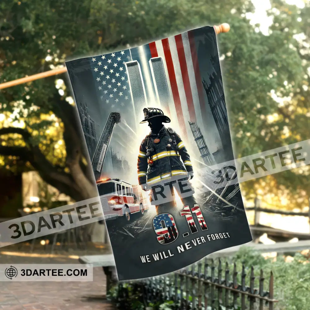 United States Flag, Fireman 911 Memorial - American Memorial Flag